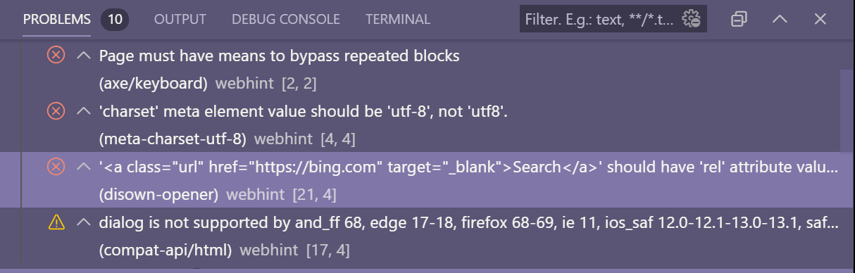 Display Full Text In Problems Pane · Issue 83235 · Microsoftvscode · Github
