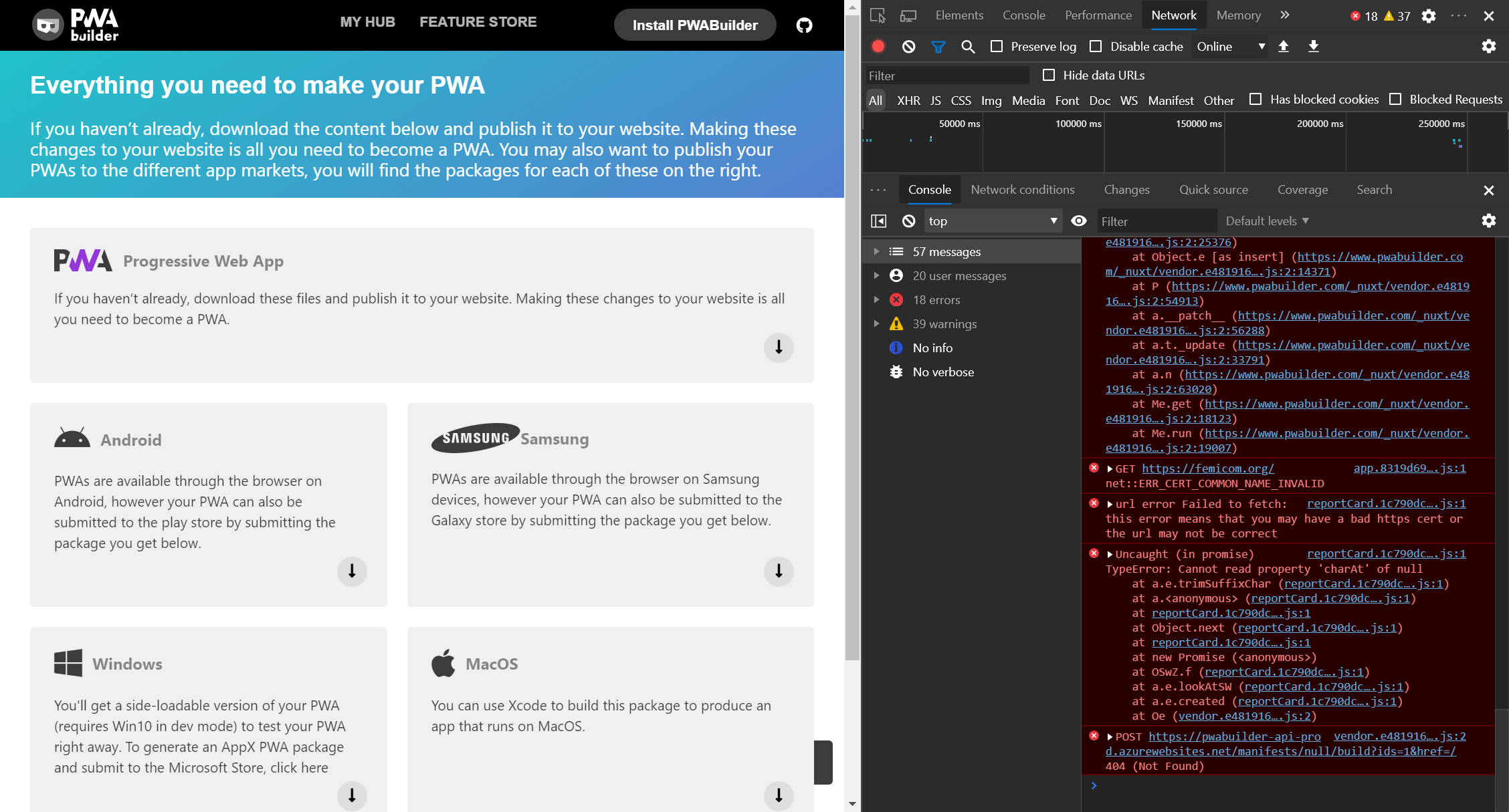 PWABuilder website not generating downloads if URL provided isn't HTTPS. · Issue #761 · pwa ...