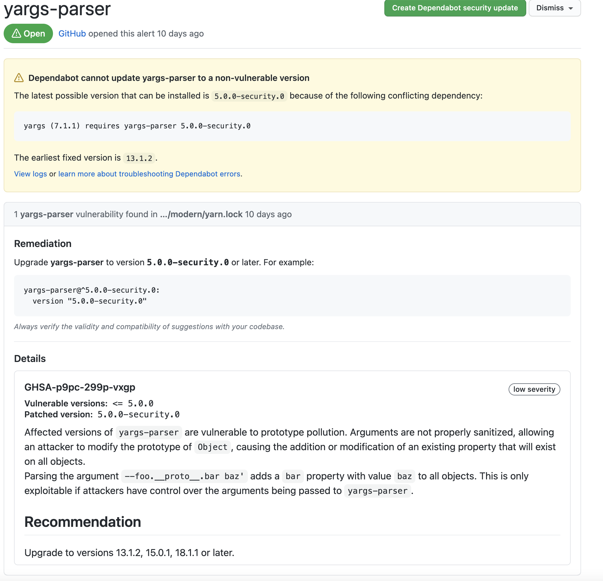 Security Alert / yargs-parser · Issue #1155 · E2OpenPlugins/e2openplugin-OpenWebif · GitHub