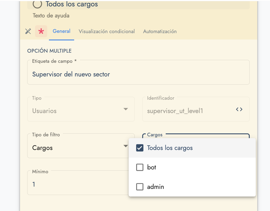 Bug report: Filtro usuarios por cargo en formulario no despliega todos los cargos disponibles ...