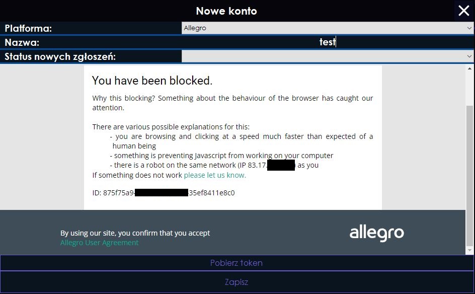 Token, Autoryzacja, Blokada · Issue #5730 · allegro/allegro-api · GitHub