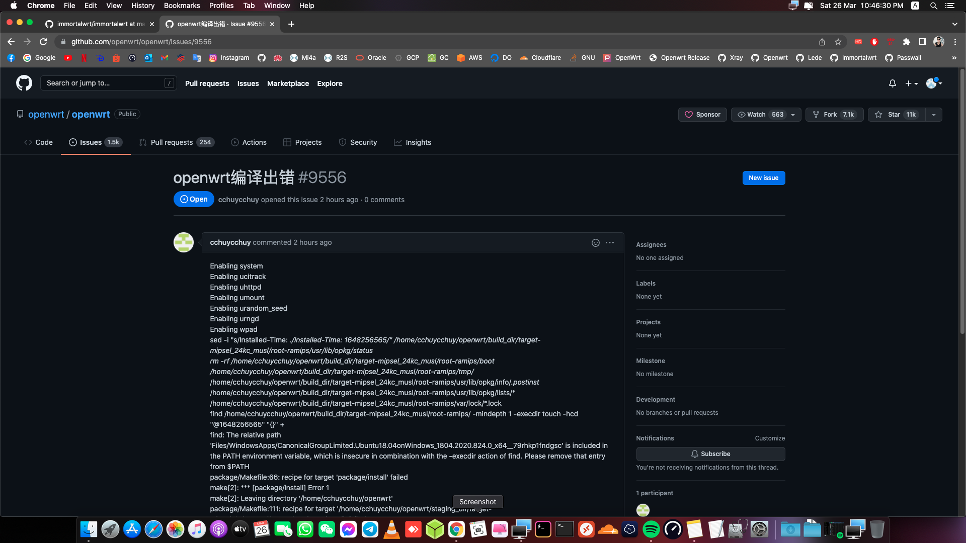 master 分支编译失败 已尝试单线也是失败 · Issue #646 · immortalwrt/immortalwrt · GitHub