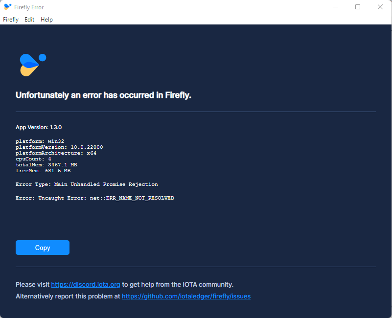 Firefly shows white screen · Issue #1849 · iotaledger/firefly · GitHub