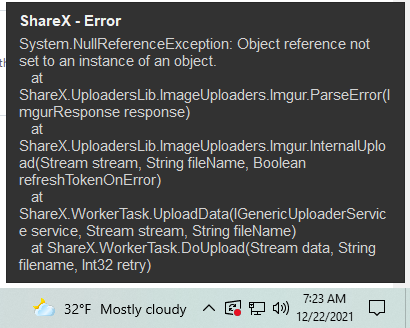 Share x keeps giving me this error, won't upload anything · Issue #5995 · ShareX/ShareX · GitHub