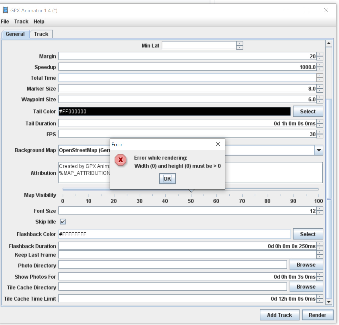 Error While Rendering Width And Height Must Be 0 · Issue 189 · Gpx Animatorgpx Animator