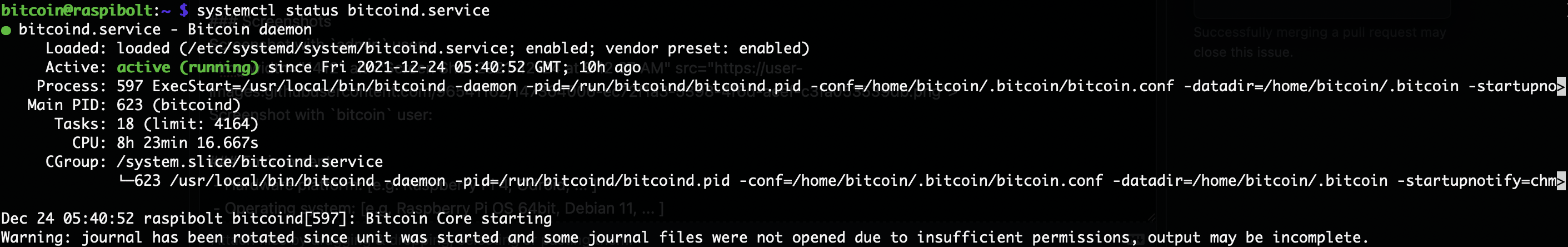 Permissions issue bitcoind.service · Issue #853 · raspibolt/raspibolt · GitHub