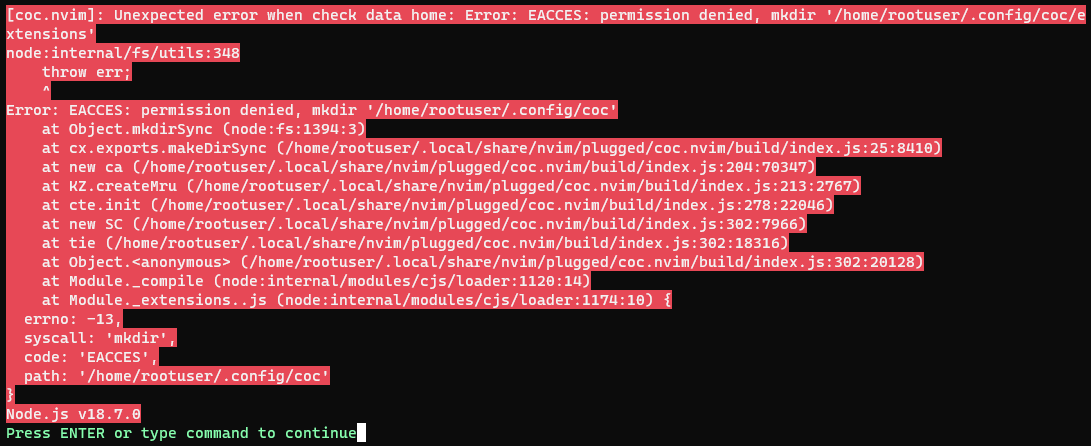 Denied permissions when creating .config/coc directory · Issue #3986 · neoclide/coc.nvim · GitHub