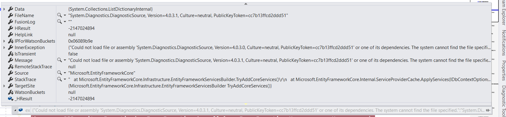 Could not load System.Diagnostics.DiagnosticSource · Issue #14647 · dotnet/efcore · GitHub