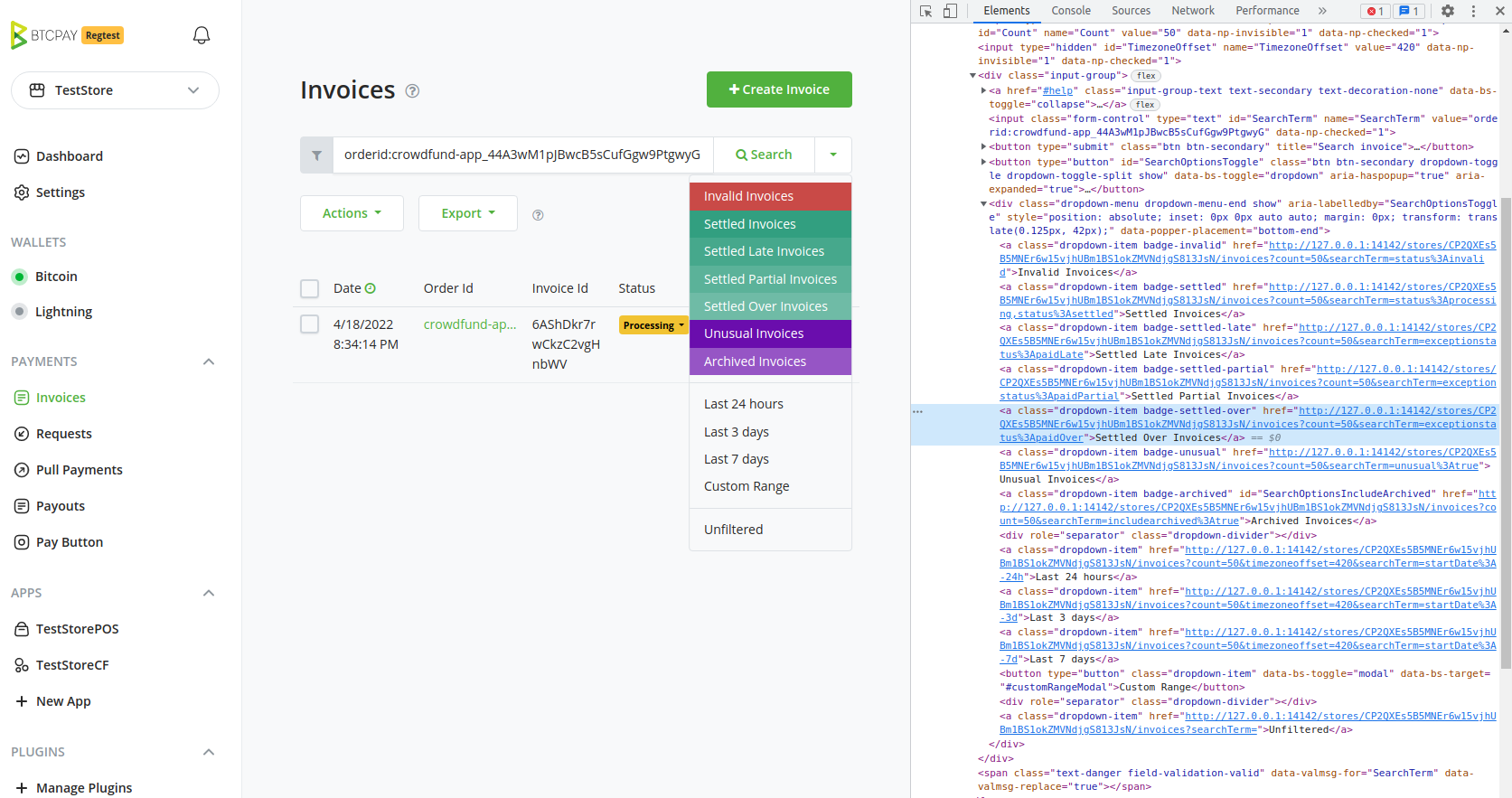 Invoice filtering should match the `greenfield api` statuses. · Issue #3573 · btcpayserver ...