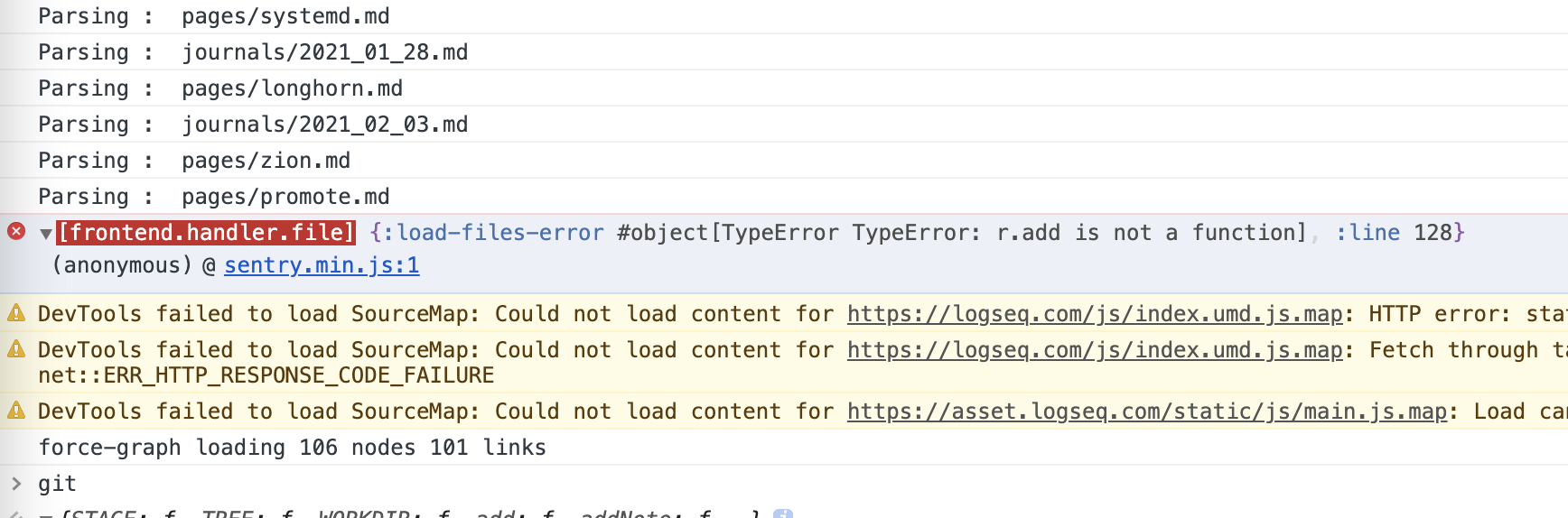 Load Files Error Typeerror Radd Is Not A Function · Issue 1319 · Logseqlogseq · Github