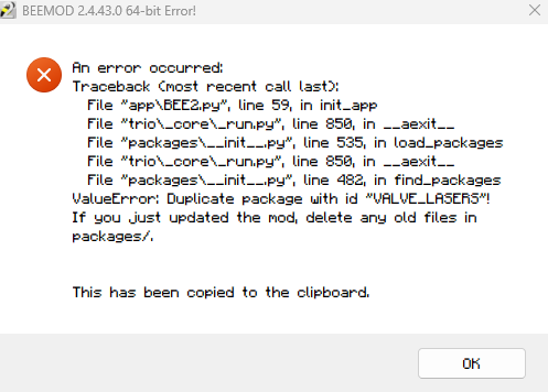 i got an error becase i installed a package · Issue #1927 · BEEmod/BEE2.4 · GitHub
