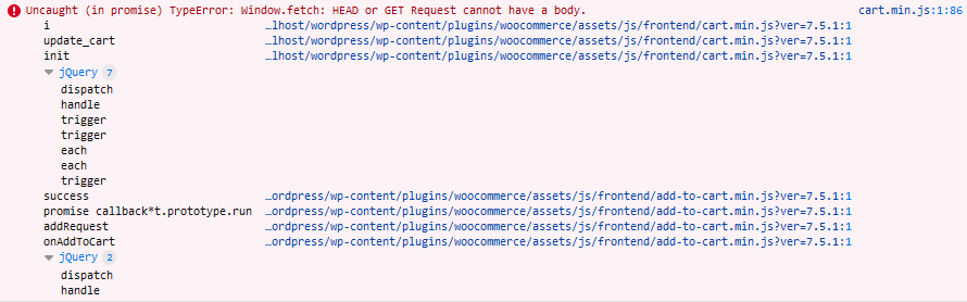 Window.fetch error when using the 'Best Selling Products' block and the [woocommerce_cart ...