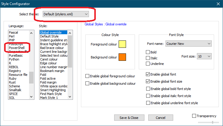 Powershell not listed in 'Style Configurator' · Issue #11680 · notepad ...