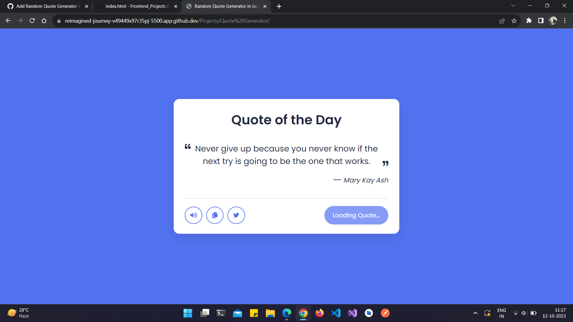 Add Random Quote Generator Website · Issue #16 · theravi04/Frontend_Projects · GitHub