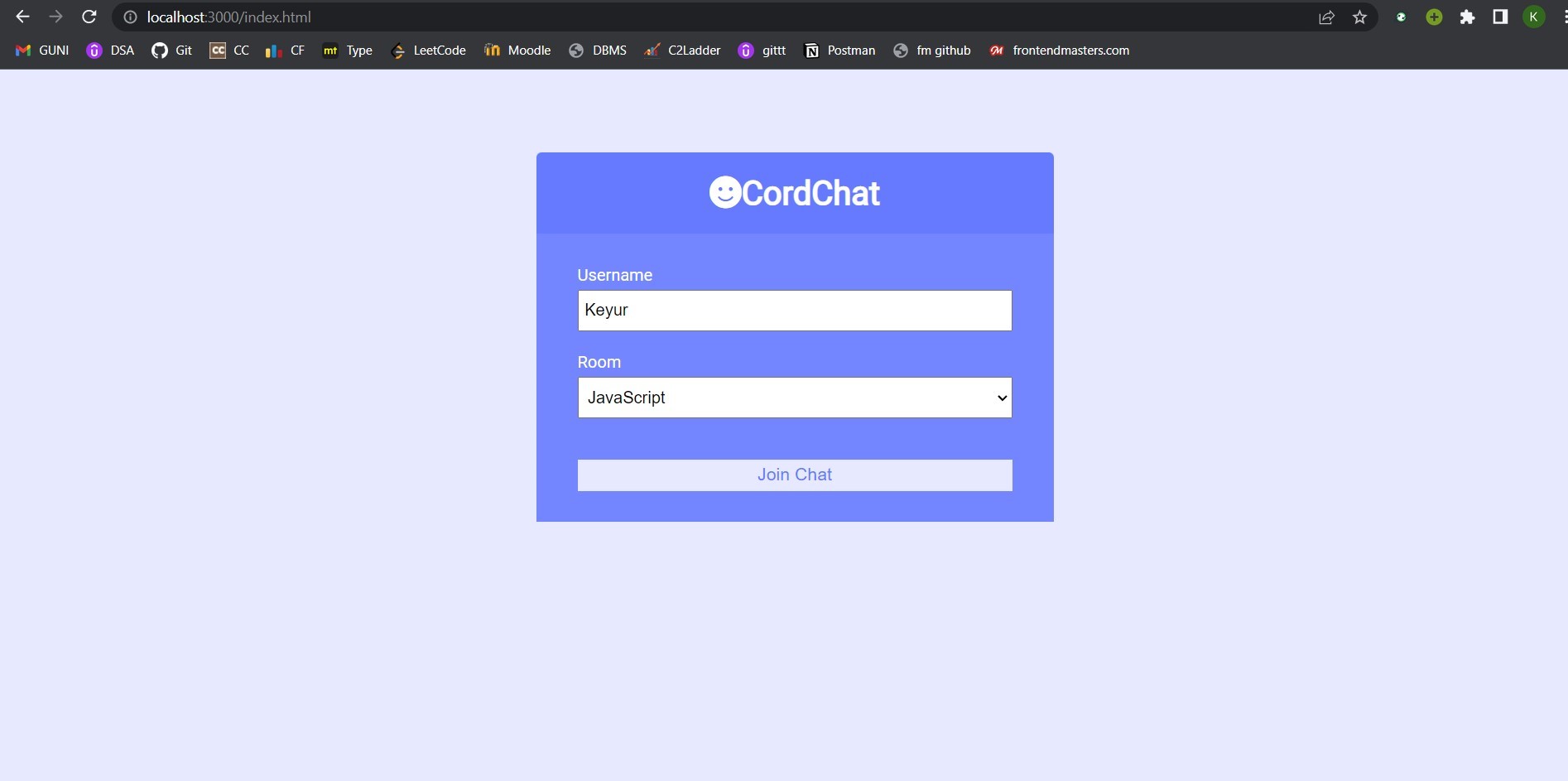 GitHub - keyuraval/CordChat