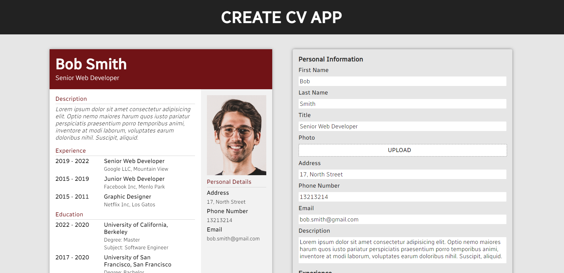 GitHub - Jonathan-Foo/generate-cv-app: A resume generating application built to learn and ...