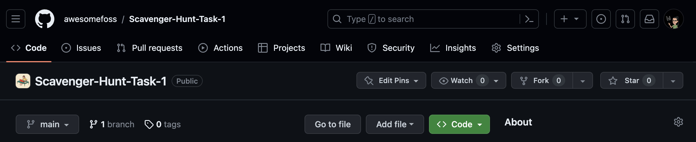GitHub - awesomefoss/Scavenger-Hunt-Task-1