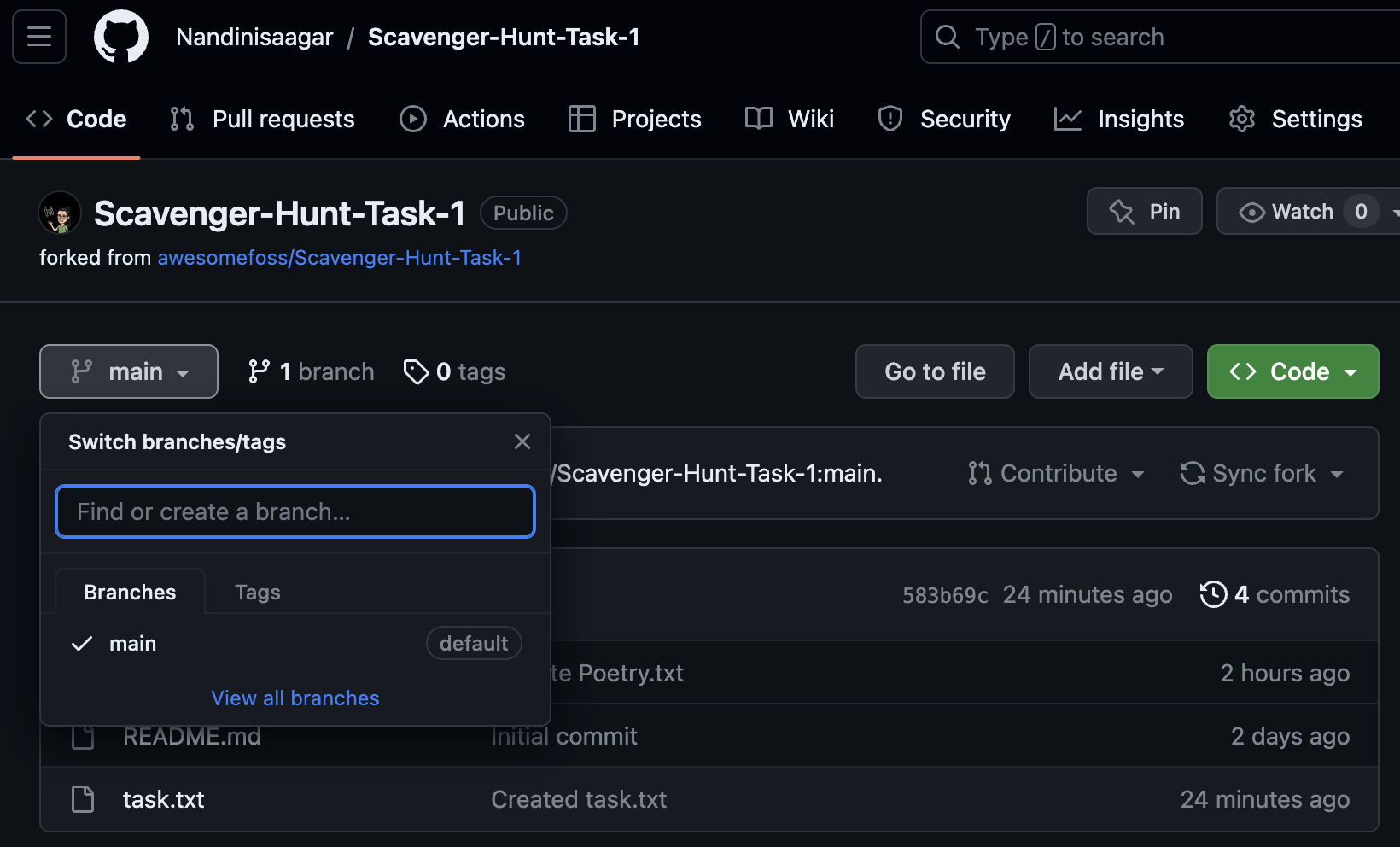 GitHub - awesomefoss/Scavenger-Hunt-Task-1