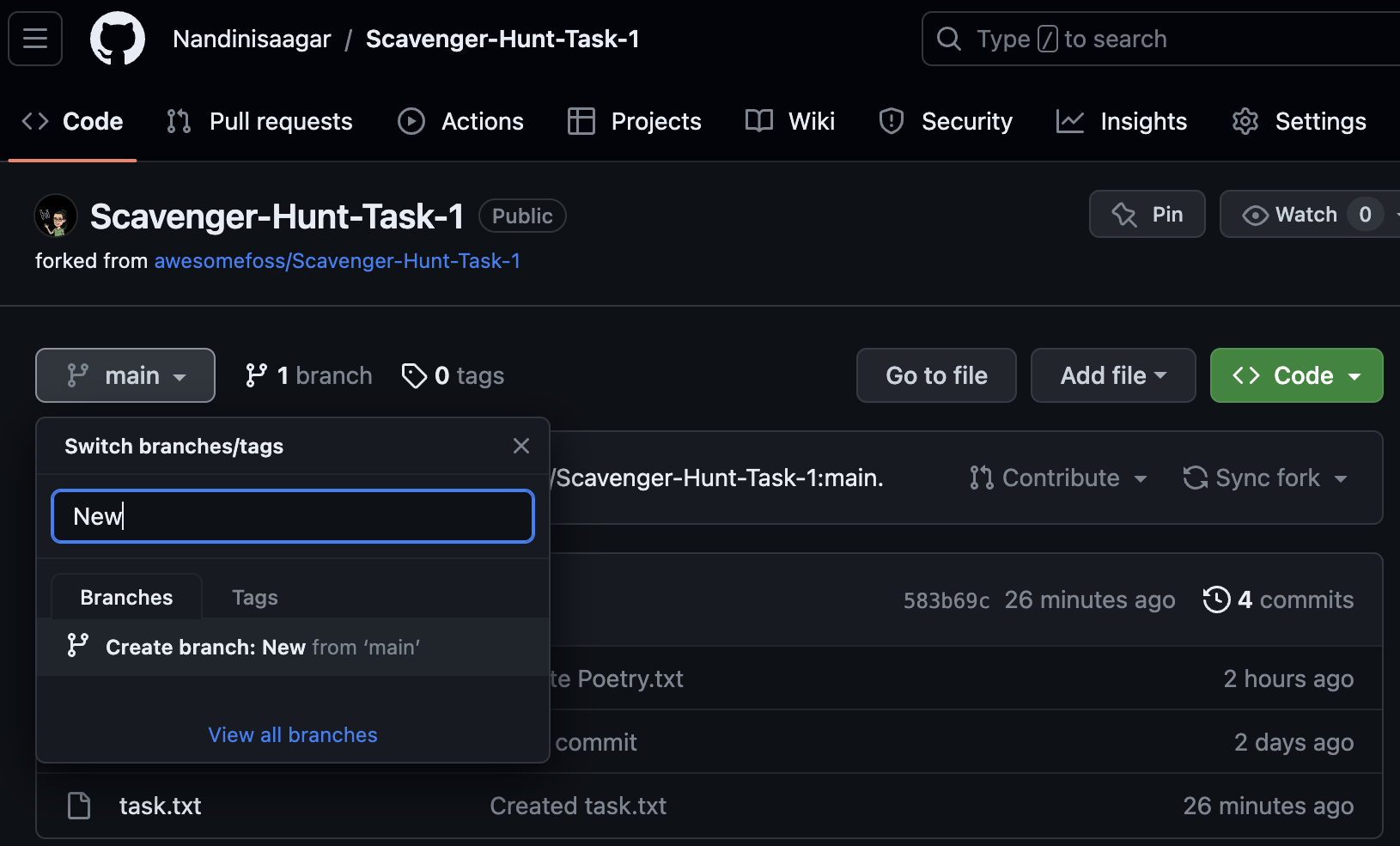 GitHub - awesomefoss/Scavenger-Hunt-Task-1