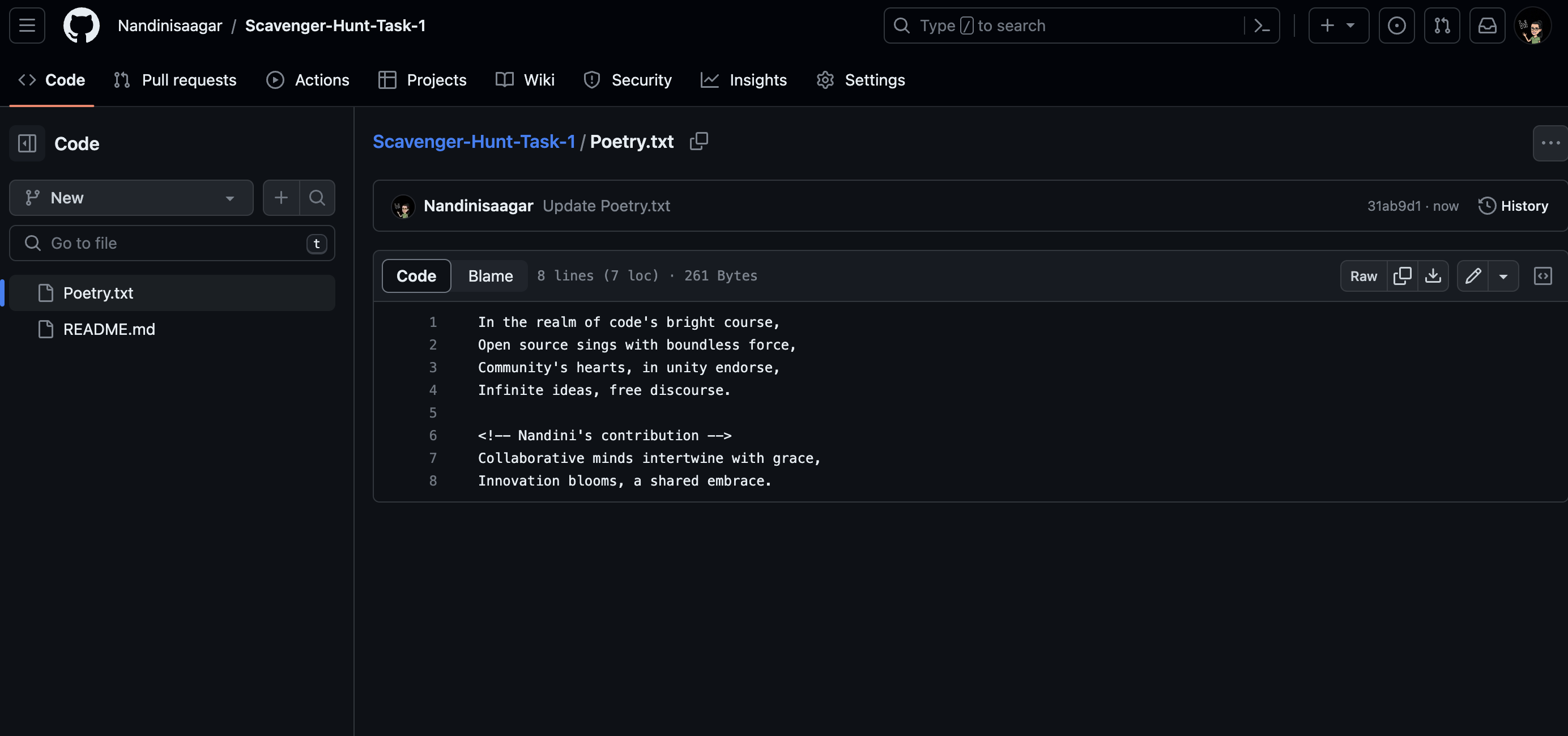 GitHub - awesomefoss/Scavenger-Hunt-Task-1