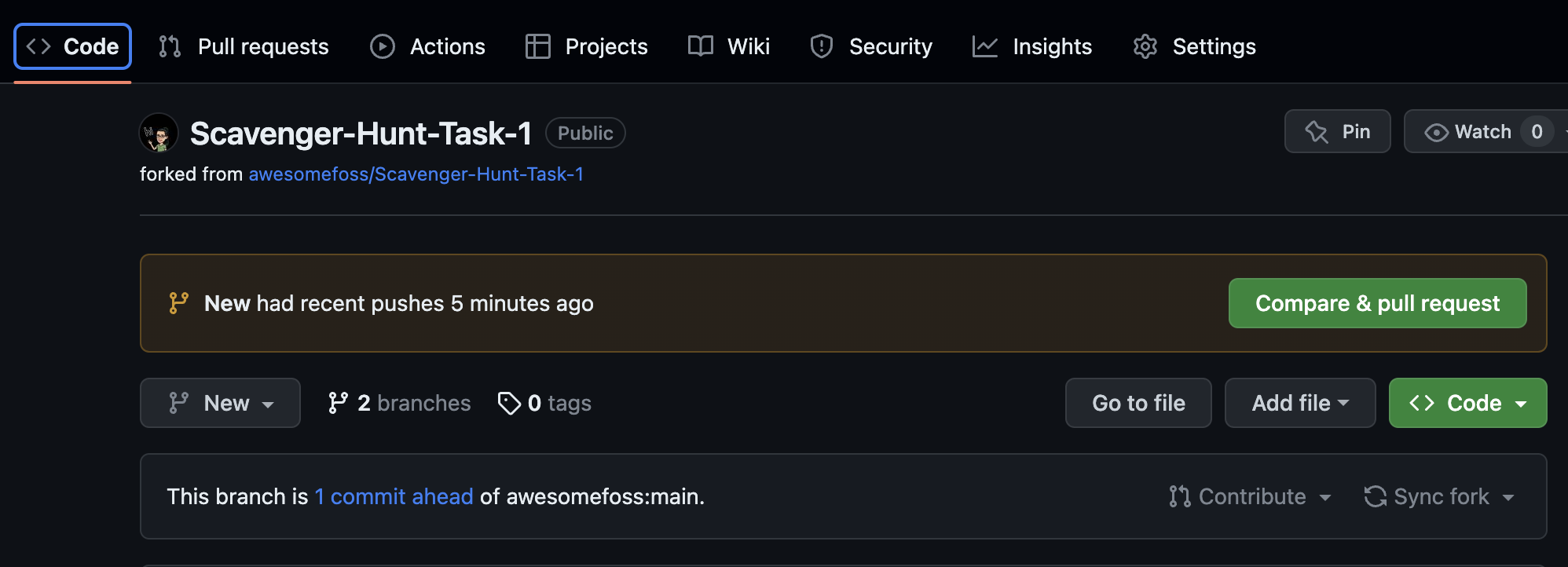 GitHub - awesomefoss/Scavenger-Hunt-Task-1