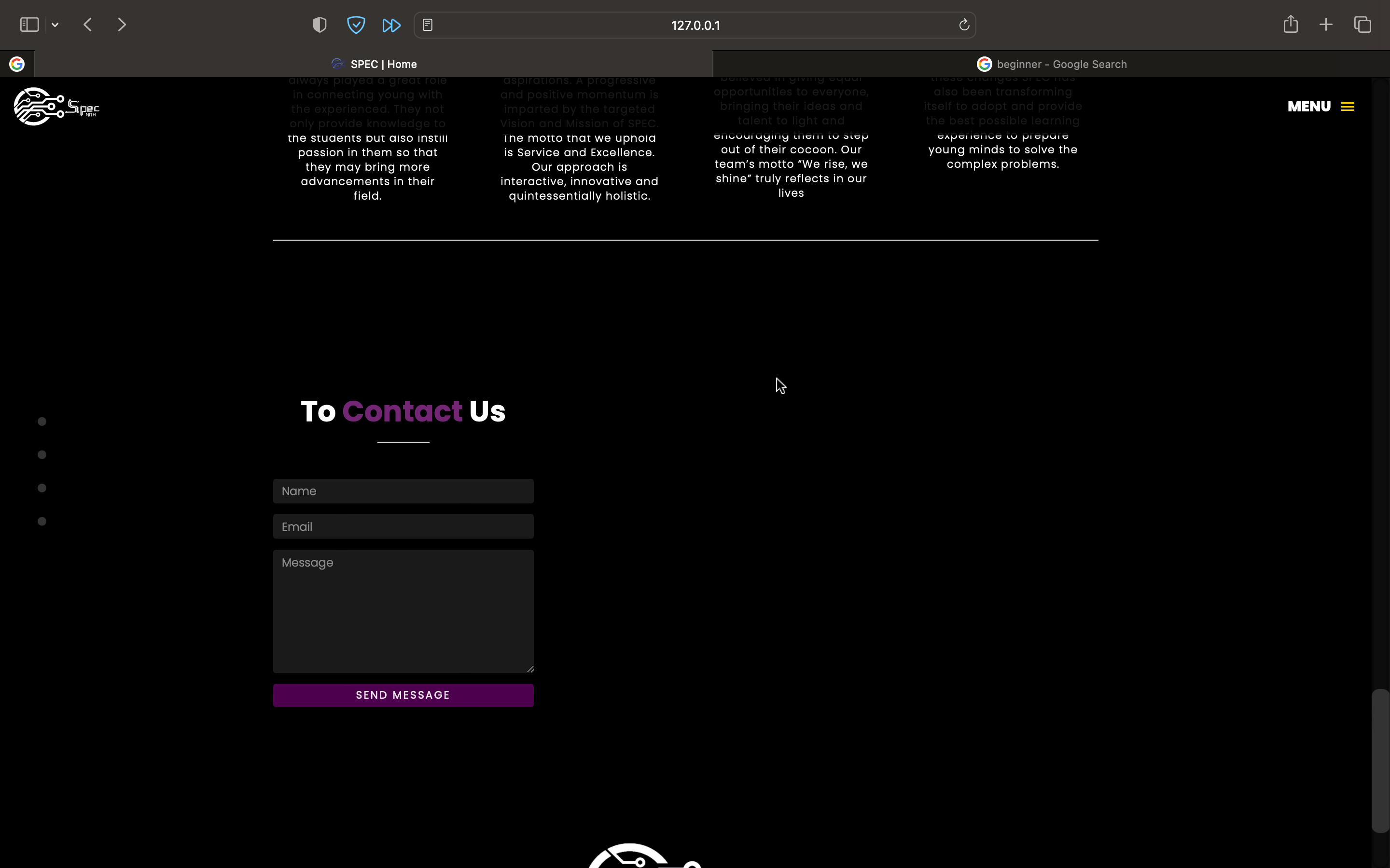 Remove Extra Space in Contact Us in Main Section · Issue #2 · spec-nith/WebStar · GitHub