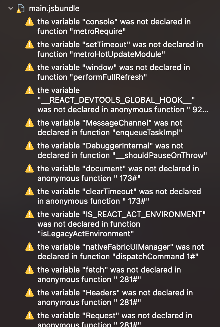 Xcode warnings for main.jsbundle · Issue #37051 · facebook/react-native ... Xcode warnings for main.jsbundle · Issue #37051 · facebook/react-native ...