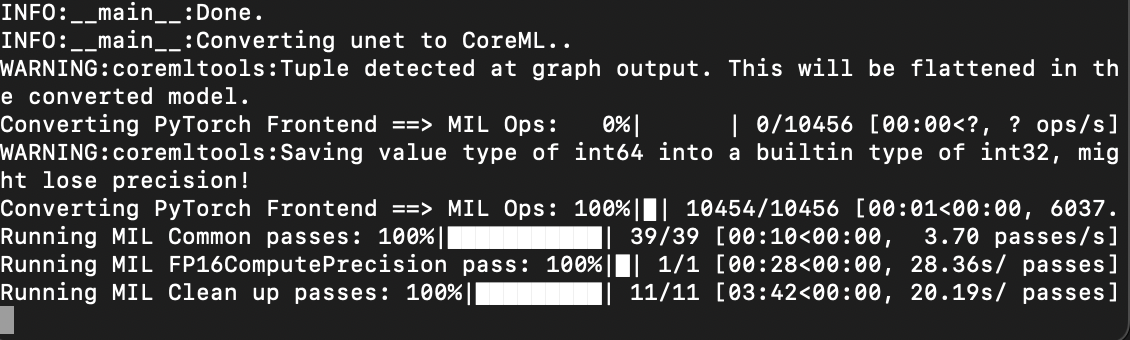 Terminal stuck at converting uNet · Issue #71 · apple/ml-stable-diffusion · GitHub
