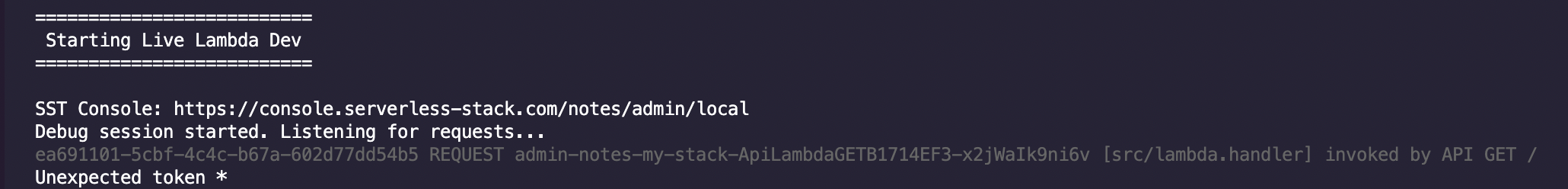 Unexpected token * Following example from serverless-stack guide · Issue #1587 · sst/sst · GitHub