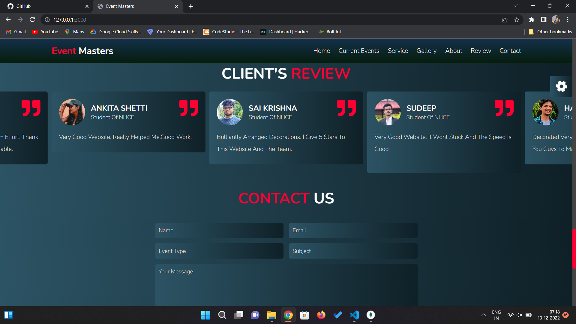 GitHub - Ankitashetti013/Event-management-website