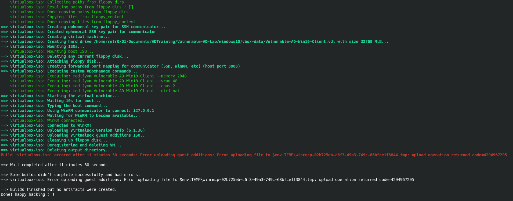Win10-build failing · Issue #9 · M507/Vulnerable-AD-Lab · GitHub