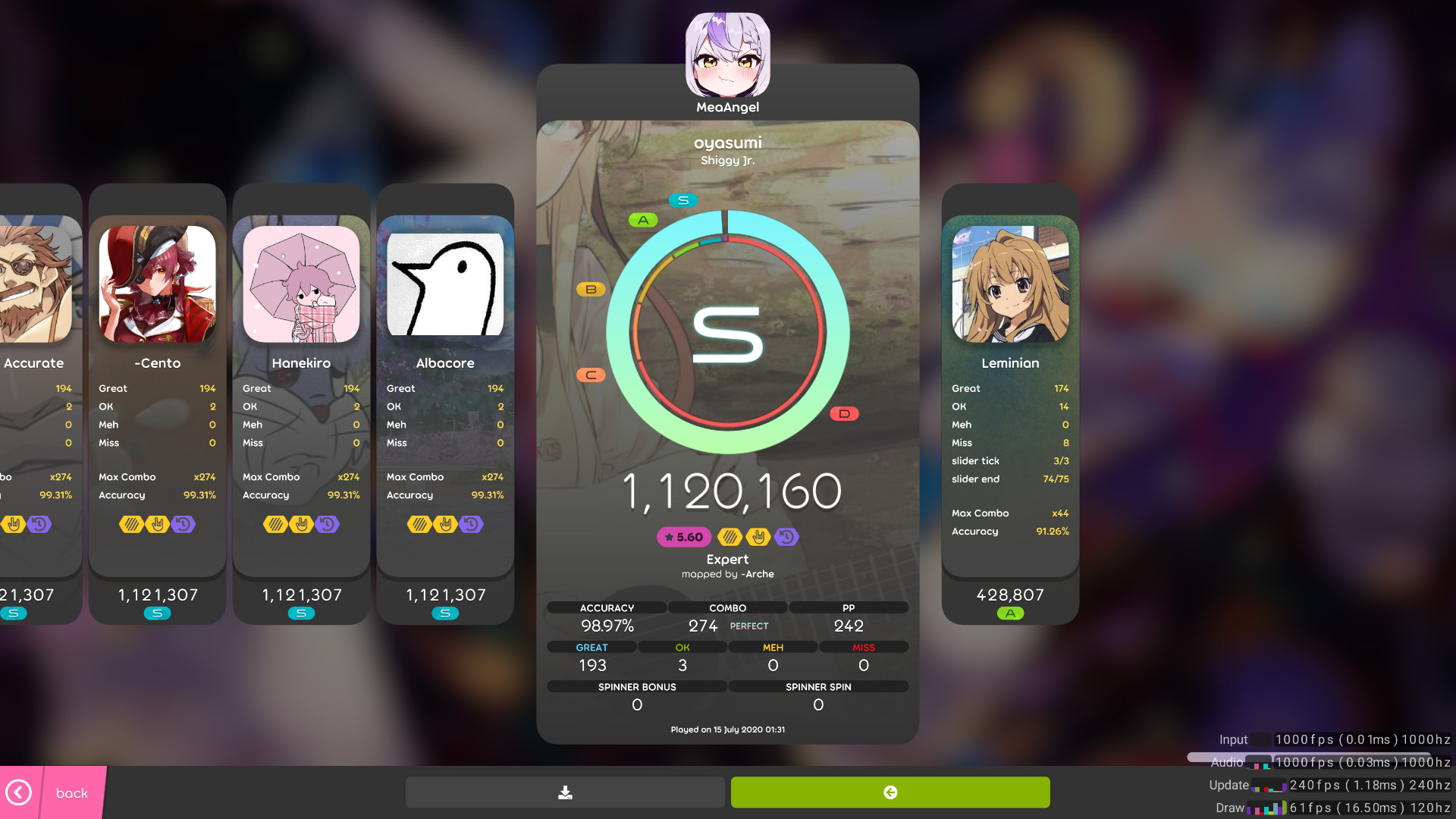 Music at the score panel after finishing a map stops after switching to ...