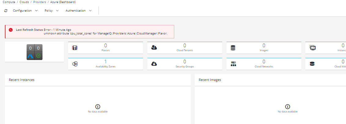 Unknown attribute 'cpu_total_cores' for Azure provider · Issue #22030 · ManageIQ/manageiq · GitHub