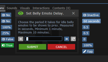 [UI] Idle Emote Delay in the vore panel sets the delay to 60 seconds regardless of entry · Issue ...
