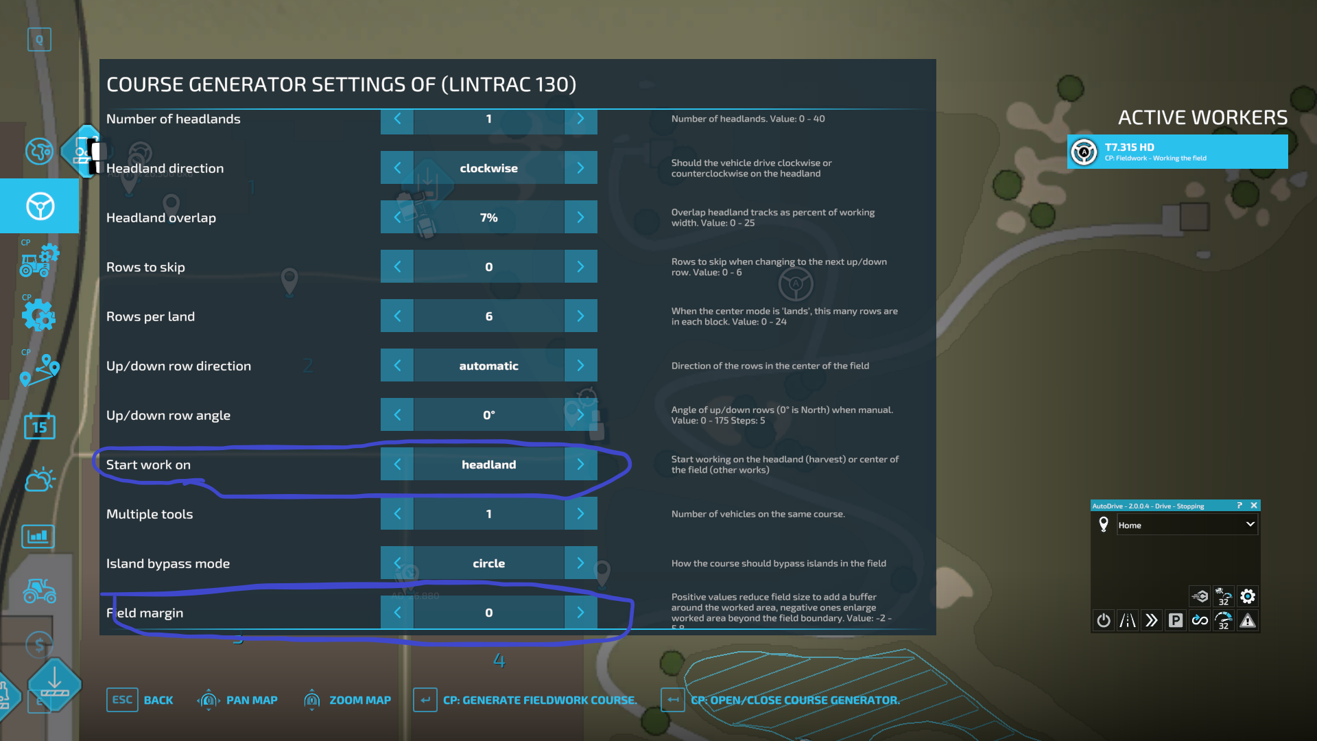 Has being able to choose whether to Start on Headlands or Up & Down ...