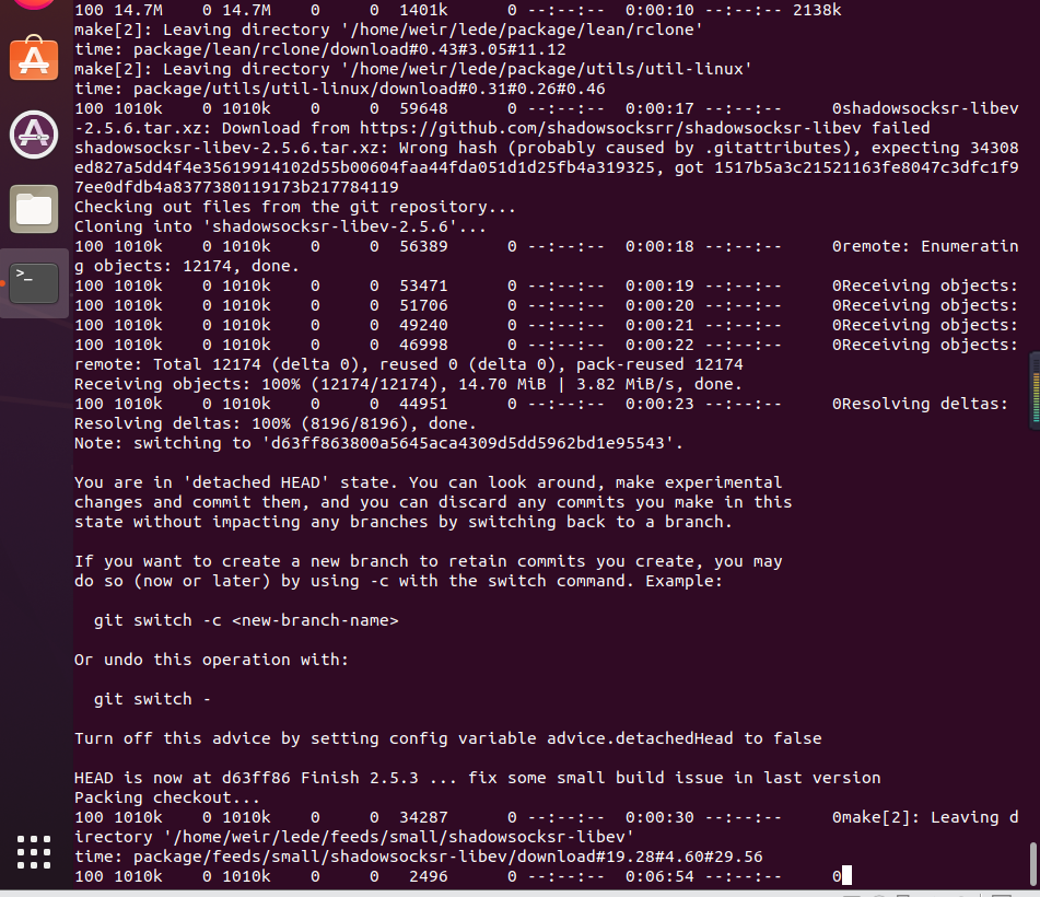 LEDE编译时 make -j8 download V=s 遇到'detached HEAD' 无法进行下一步！ · Issue #244 · kenzok8/openwrt-packages ...