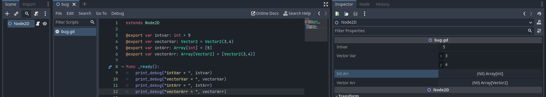 Inspector doesn't show default values of Array · Issue #71815 · godotengine/godot · GitHub