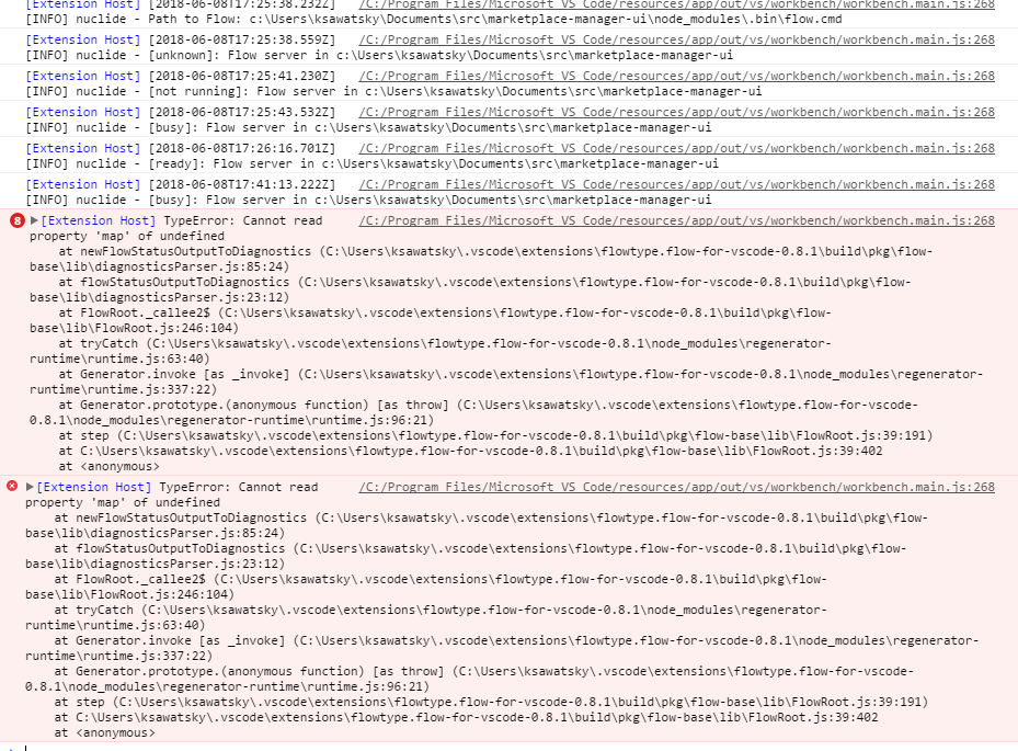 Flow runs once and then breaks · Issue #255 · flow/flow-for-vscode · GitHub