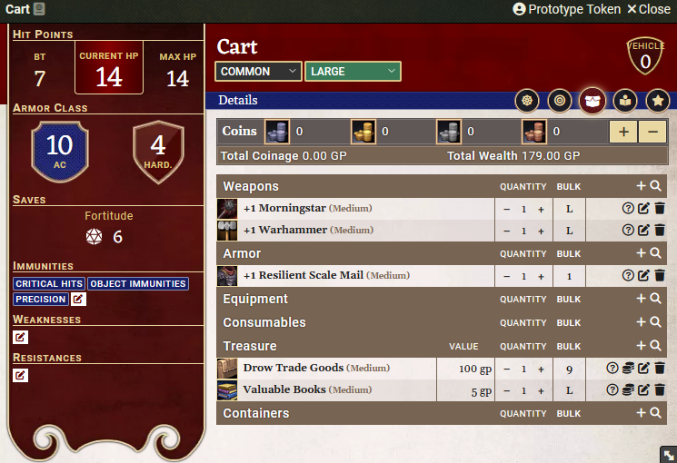 Sheets do not display bulk values · Issue #666 · xdy/xdy-pf2e-workbench · GitHub