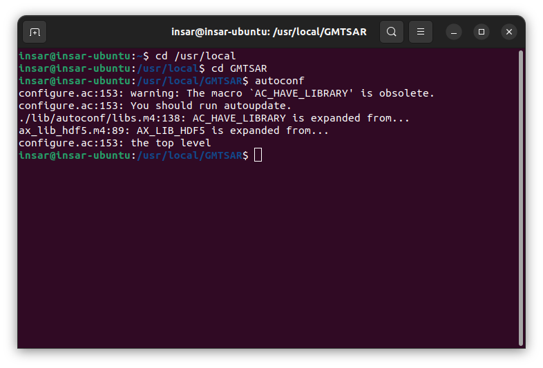 [Help]: AUTOCONF is not working during installation of GMTSAR · Issue #335 · gmtsar/gmtsar · GitHub
