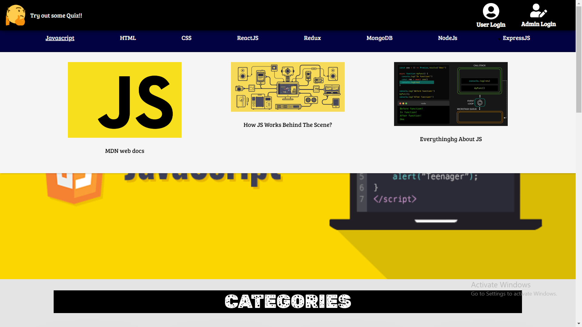 GitHub - SumanVastrakar/MyQuizApp: Quiz App is an online website built from scratch on my own ...