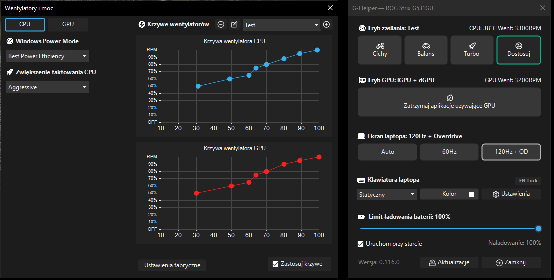 Custom fan curves are rejected by Asus BIOS. ASUS ROG Strix G531GU ...