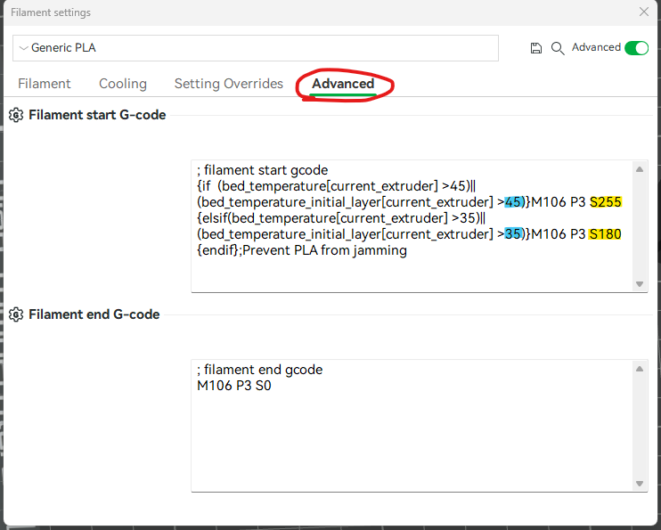 Allow chamber fan to be turned off as a setting, especially when printing multi colour PLA ...