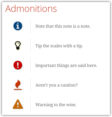 Are we happy with asciidoc admonitions formatting? · Issue #327 · cljdoc/cljdoc · GitHub