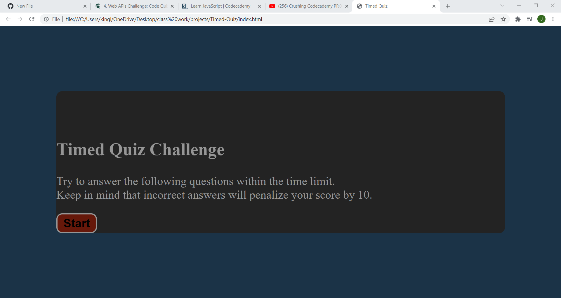 GitHub - Zeus6117/Timed-Quiz