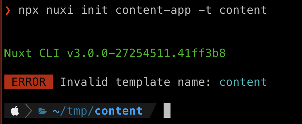 Npx Command Missing Template · Issue 1714 · Nuxtcontent · Github