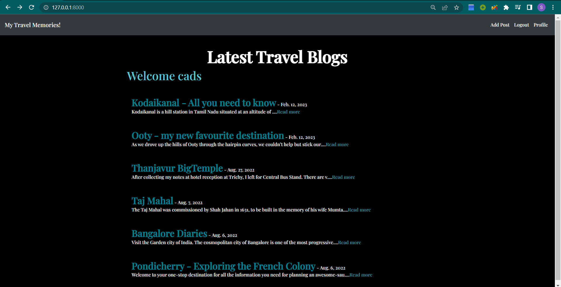 GitHub - cadswetha/BlogApp: A basic Travel Blog Application created for practicing Django