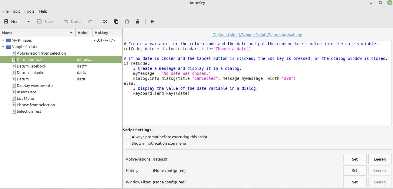 Script For Selecting And Paste A Date · Issue 671 · Autokey Autokey