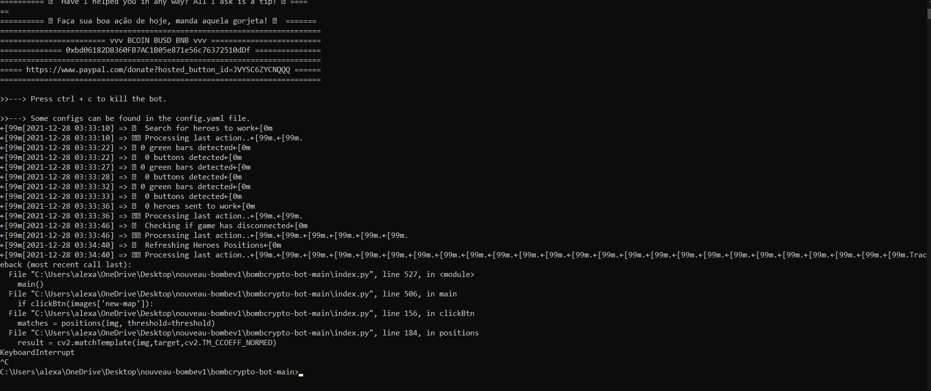 Bot not doing anything · Issue #510 · mpcabete/bombcrypto-bot · GitHub